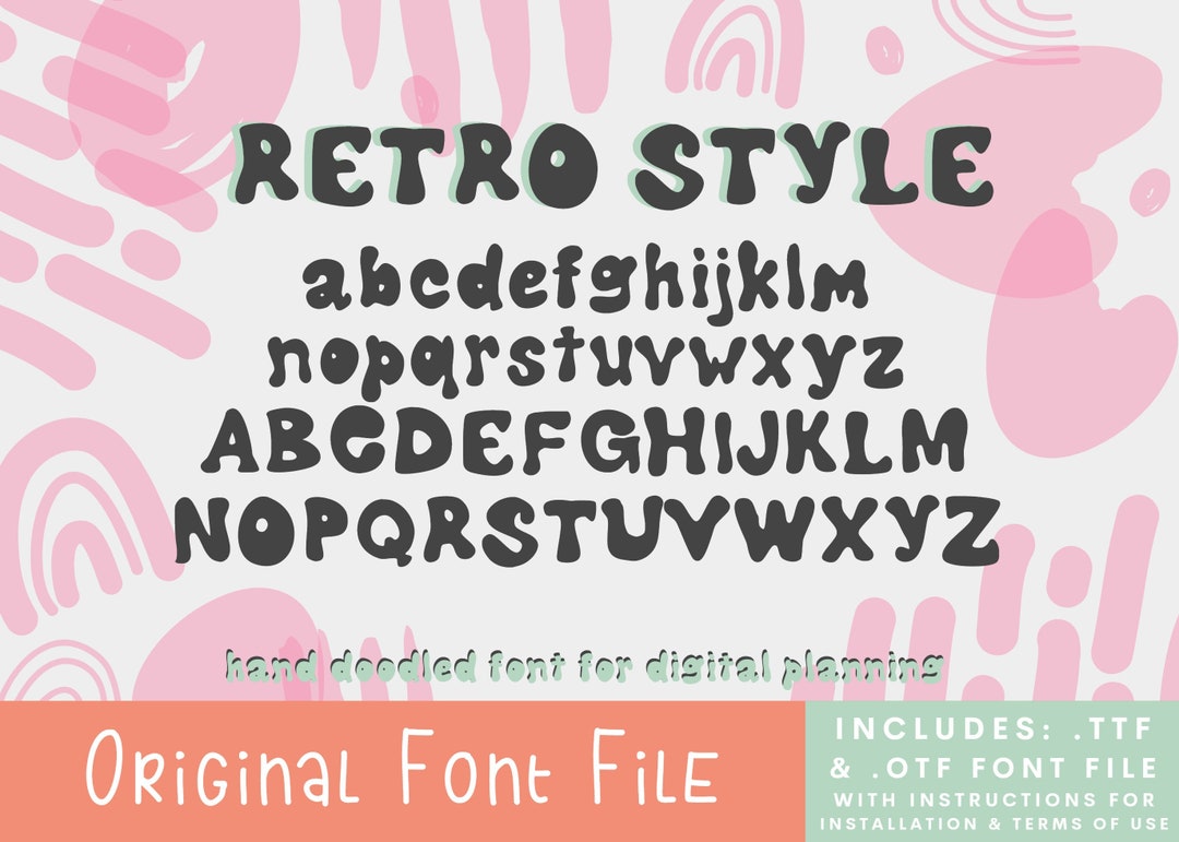 Retro Font Procreate Retro Font Bundle 70s Font Cricut Hippie Font