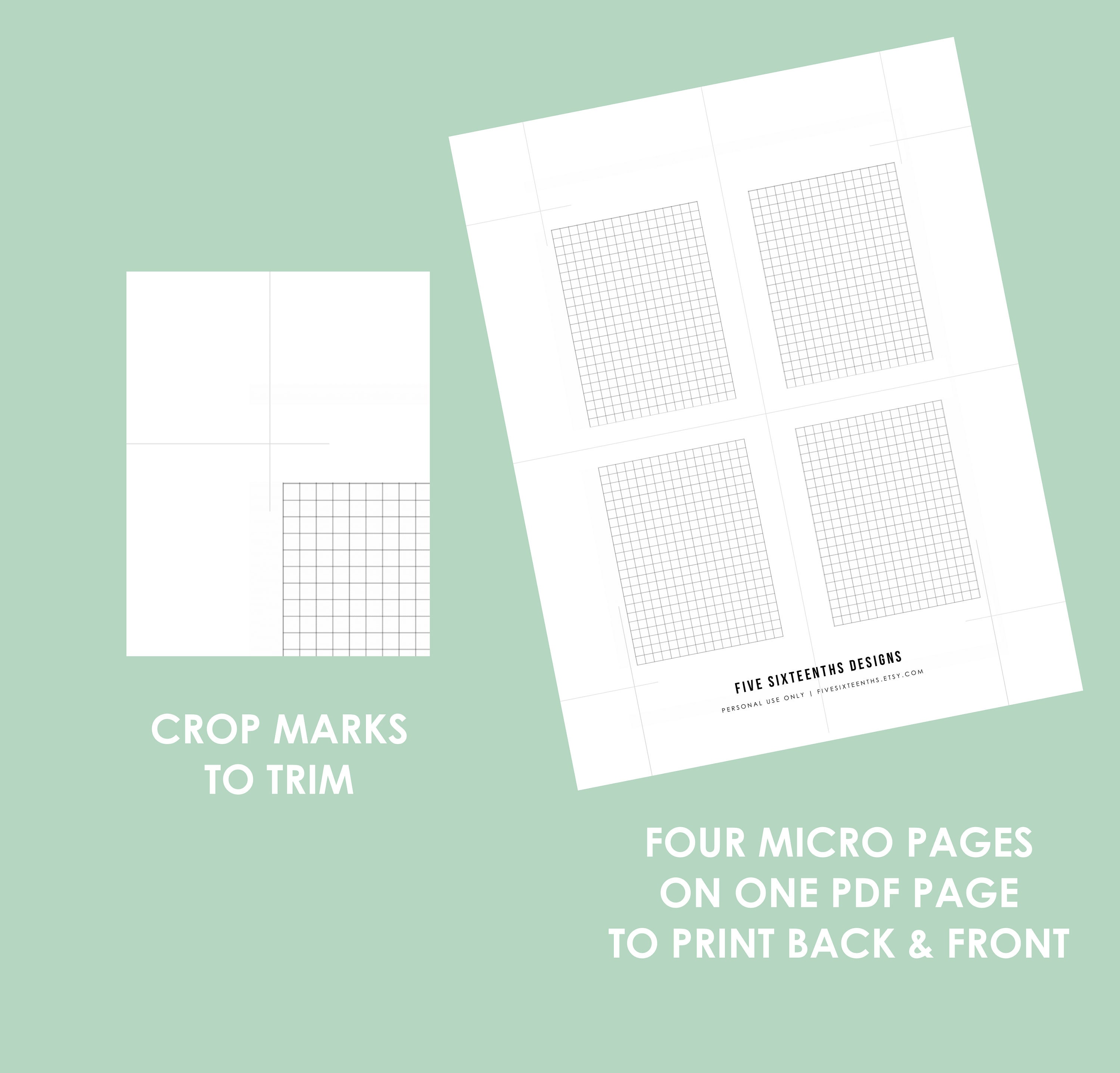 Micro Size Planner Inserts 3x4 Graph Paper Daily Insert Minimalist ...