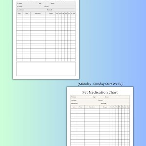 Medication and Vitamin Organizer Template Multiple Chart Formats for ...