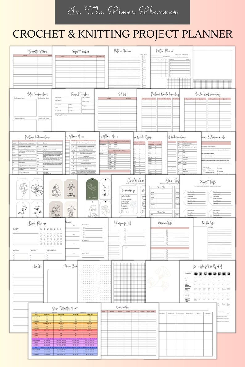 Printable Crochet and Knitting Planner - Organize Projects, Patterns ...