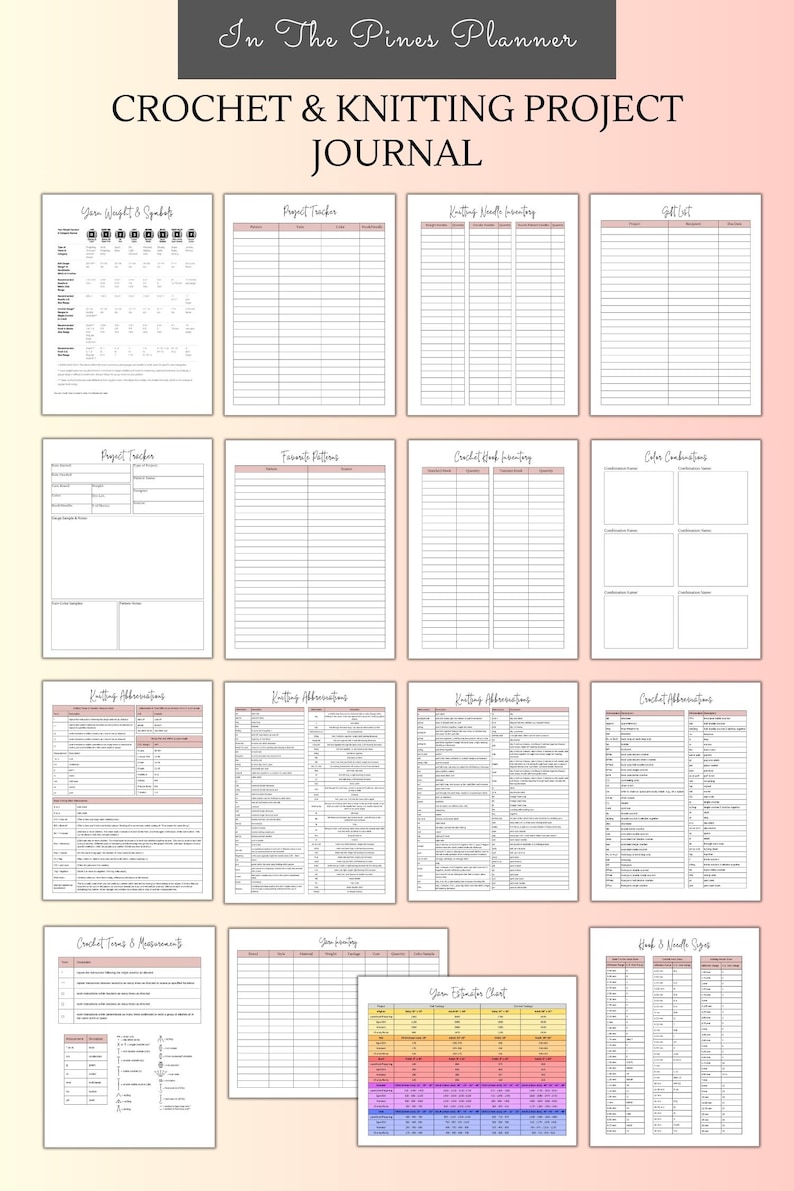 Printable Crochet and Knitting Planner - Organize Projects, Patterns ...