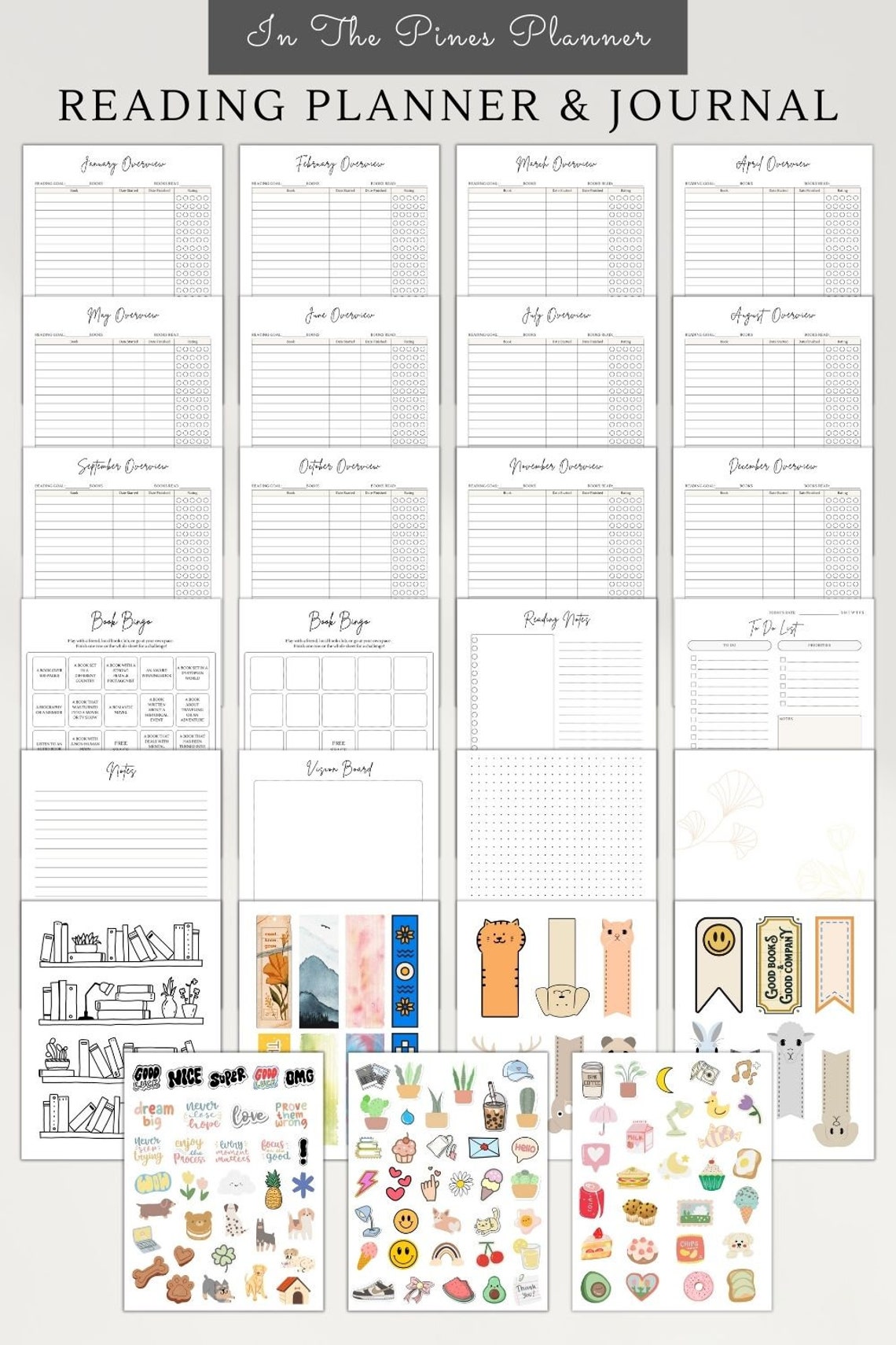Printable Reading Planner and Journal Template - Reading Organizer ...