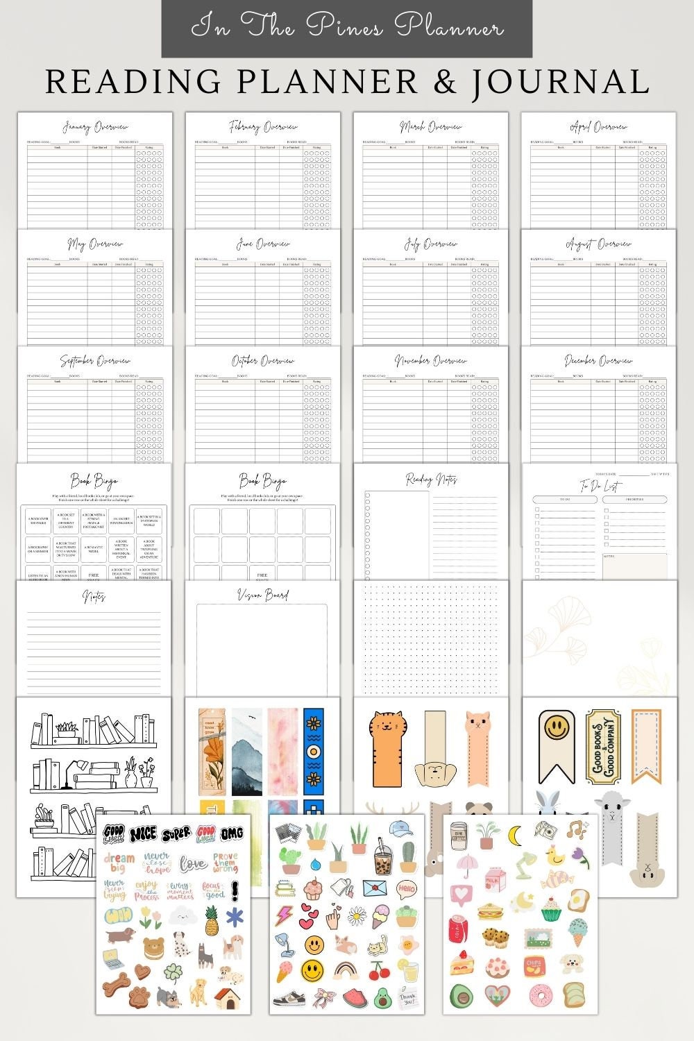 Printable Reading Planner and Journal Template - Reading Organizer ...