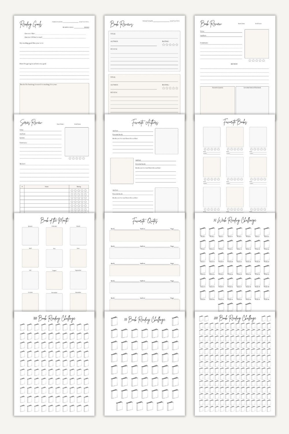 Printable Reading Planner and Journal Template - Reading Organizer ...