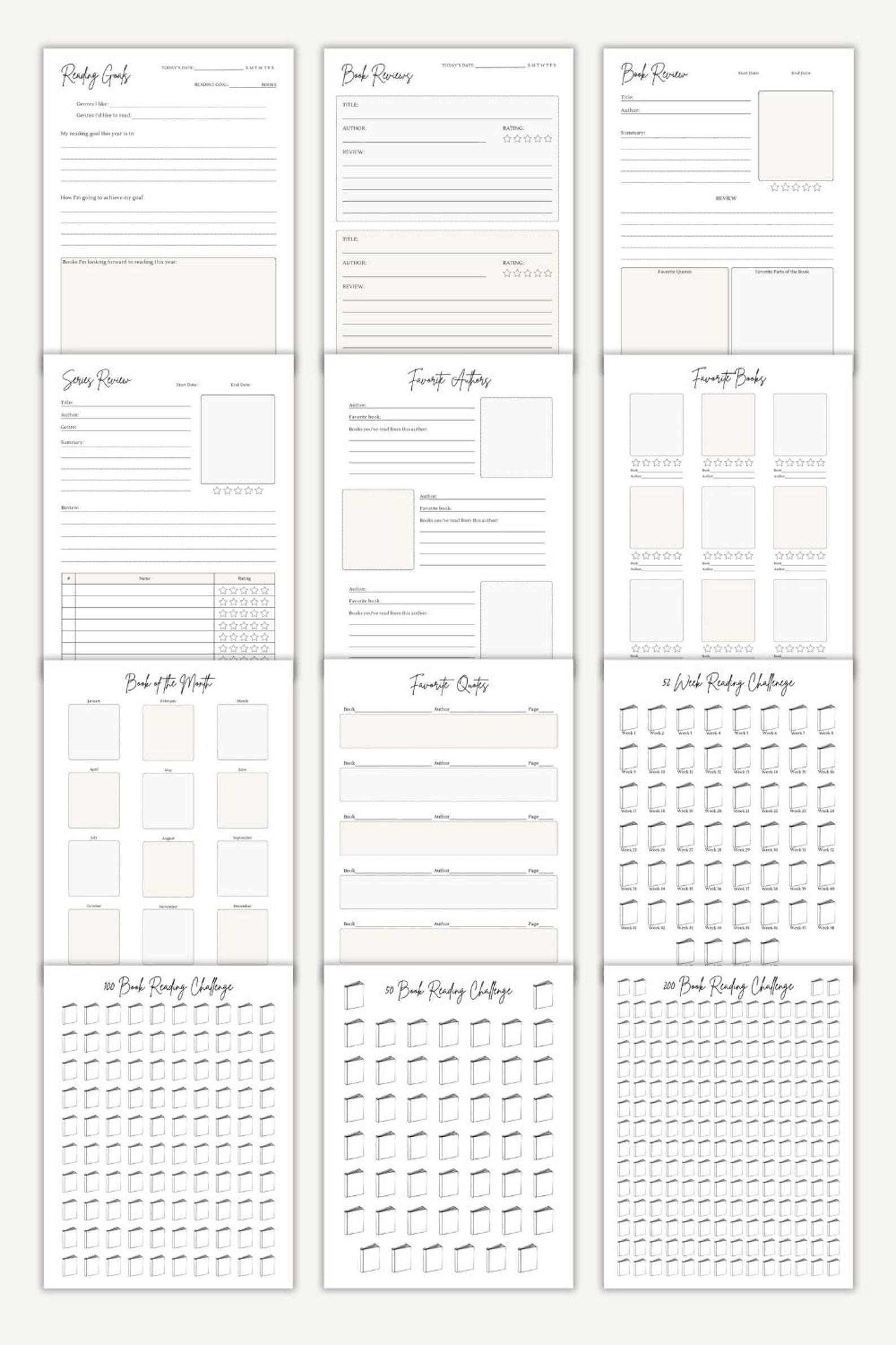 Printable Reading Planner and Journal Template - Reading Organizer ...
