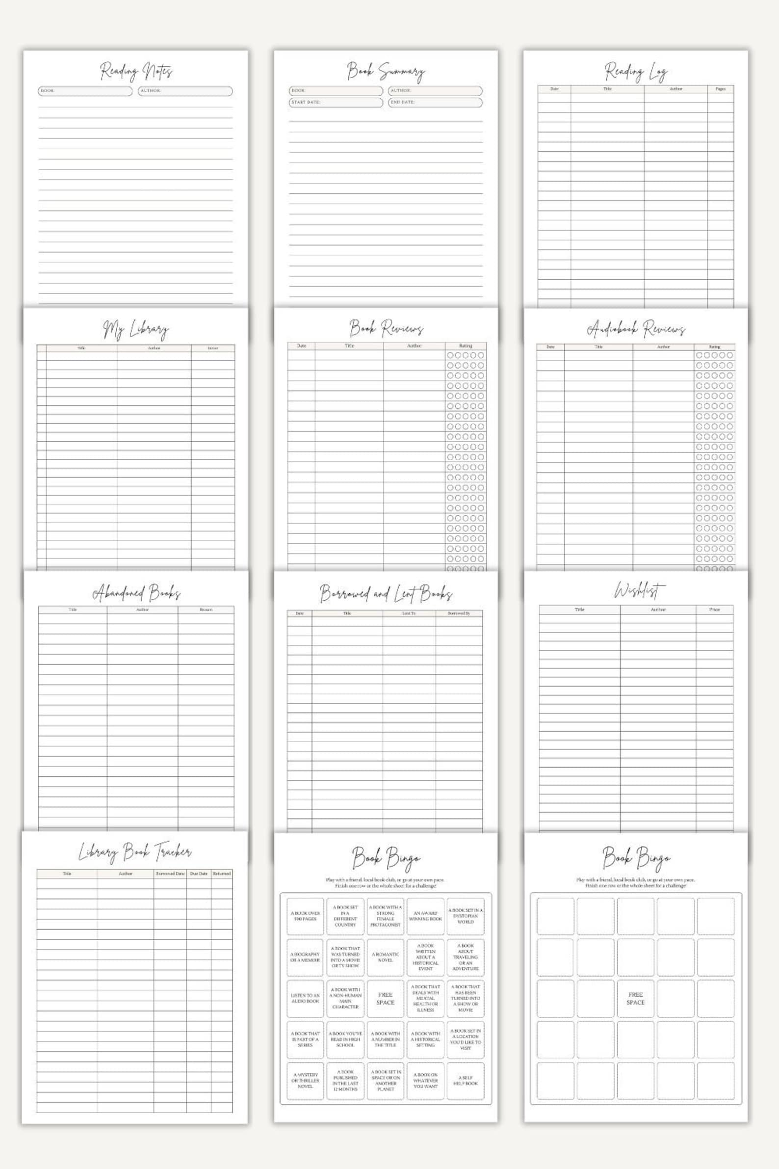 Printable Reading Planner and Journal Template - Reading Organizer ...