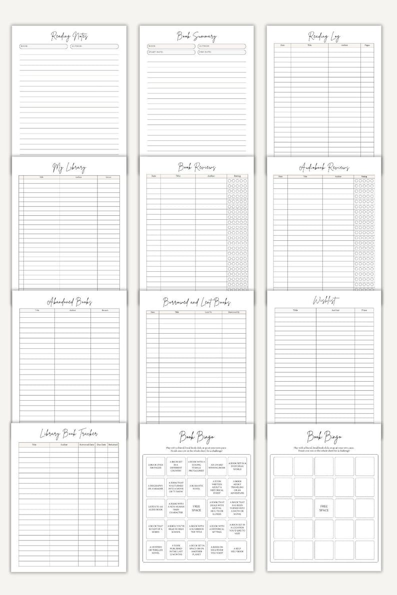 Printable Reading Planner and Journal Template - Reading Organizer ...