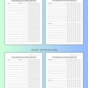 Medication and Vitamin Organizer Template Multiple Chart Formats for ...