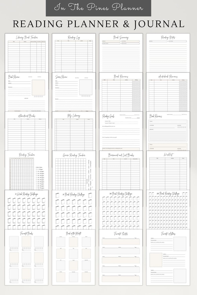 Printable Reading Planner and Journal Template - Reading Organizer ...