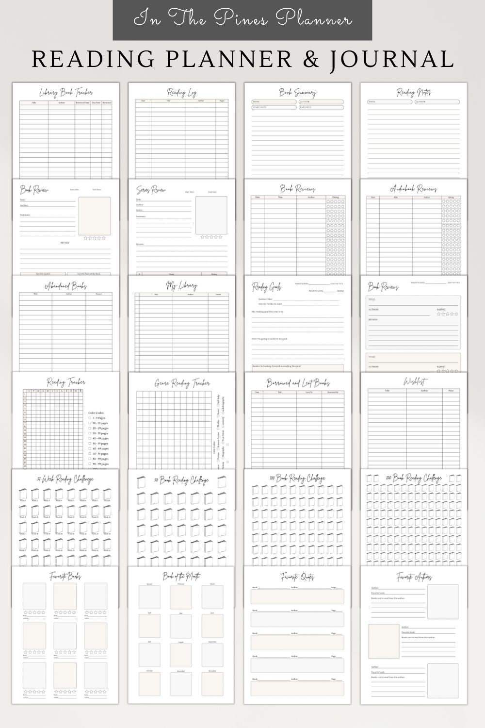Printable Reading Planner and Journal Template - Reading Organizer ...