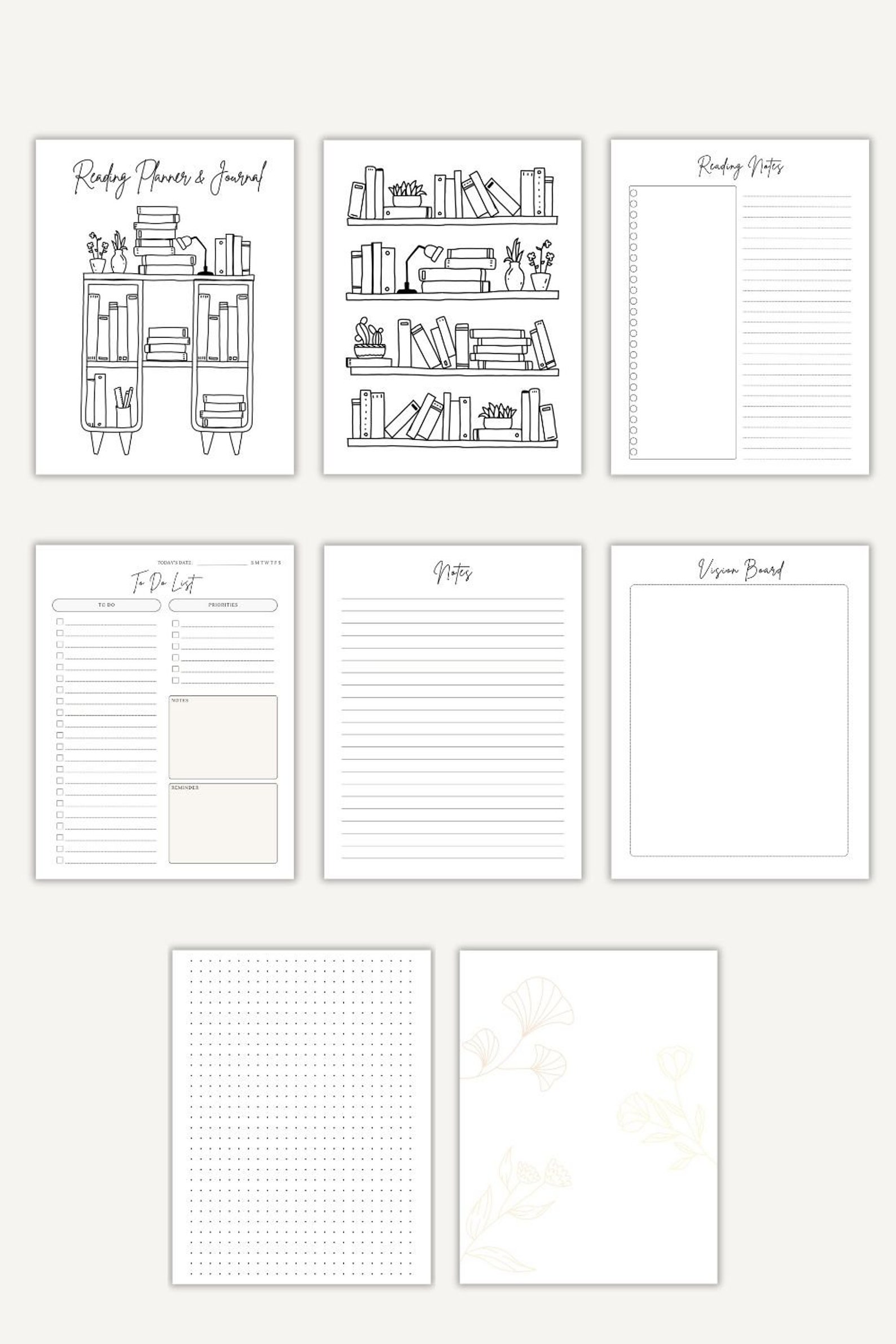 Printable Reading Planner and Journal Template - Reading Organizer ...