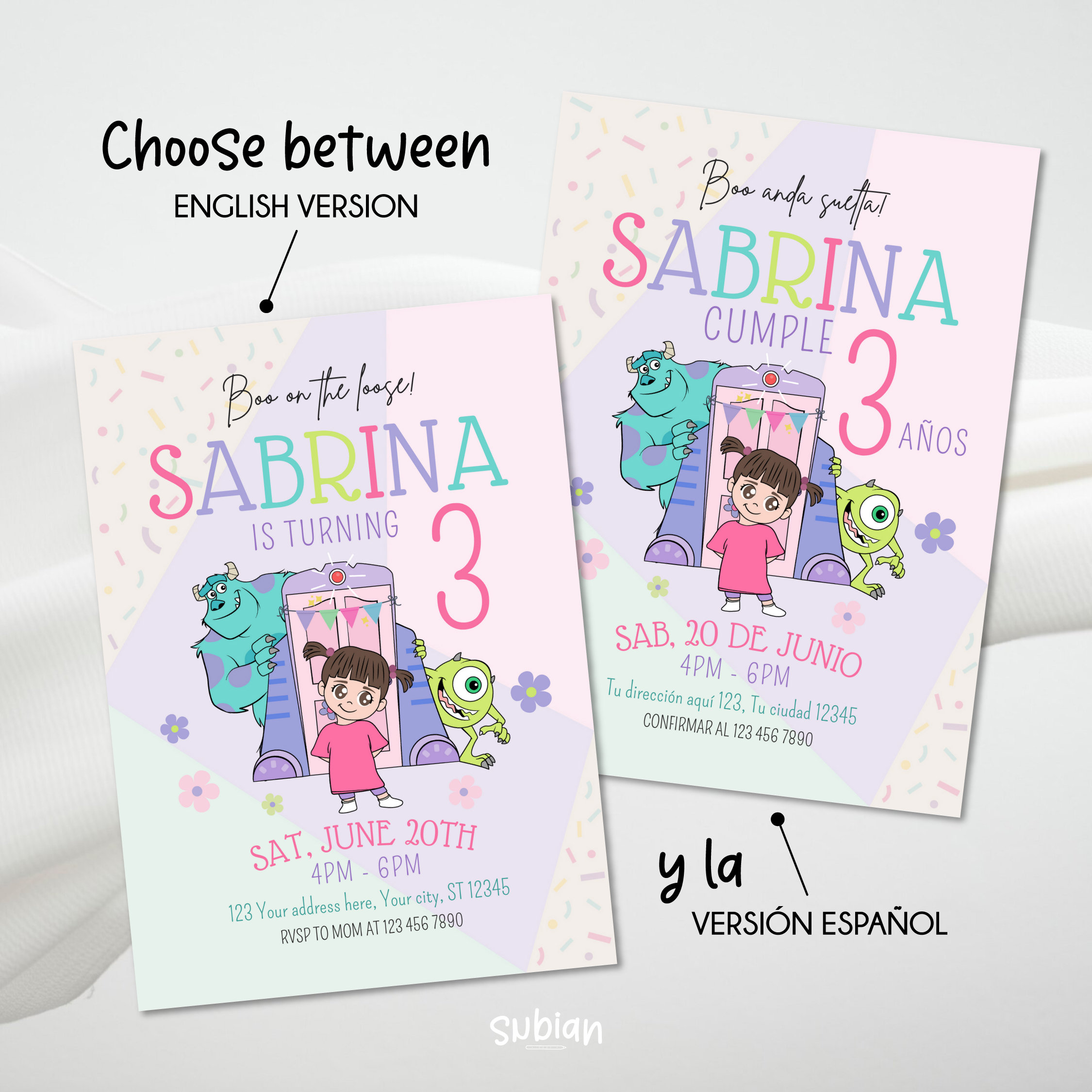 Editable Monster Inc Birthday Invitation Template, Printable Birthday ...