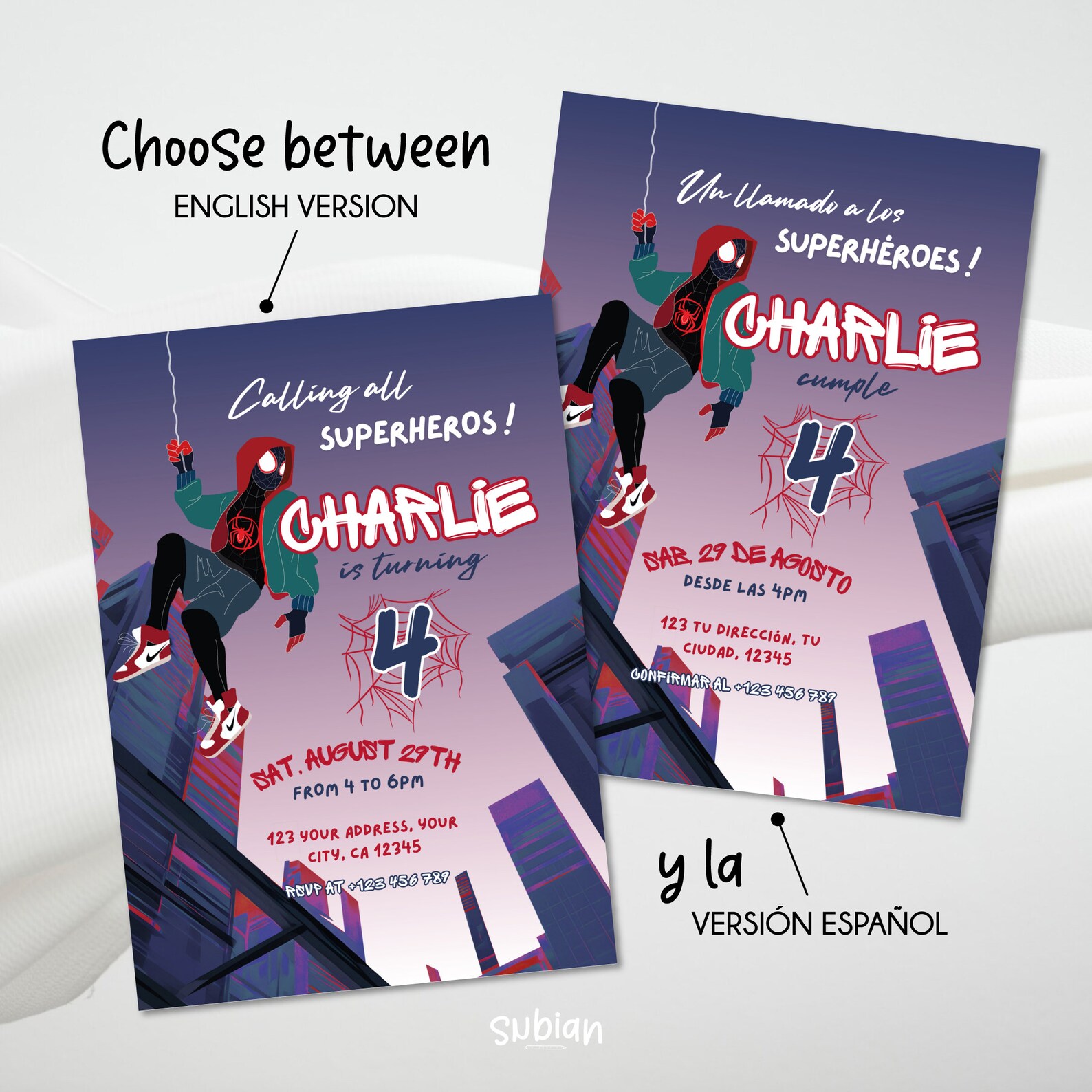 Editable Spiderman Birthday Invitation Template, Printable Birthday ...