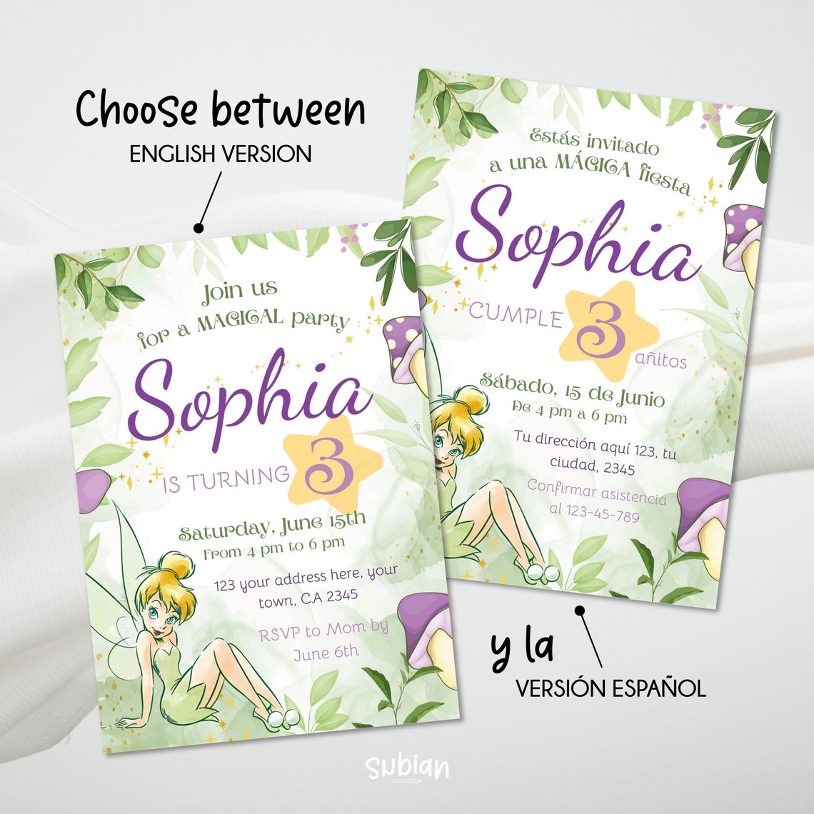 Editable Tinkerbell Birthday Invitation Template Printable Birthday