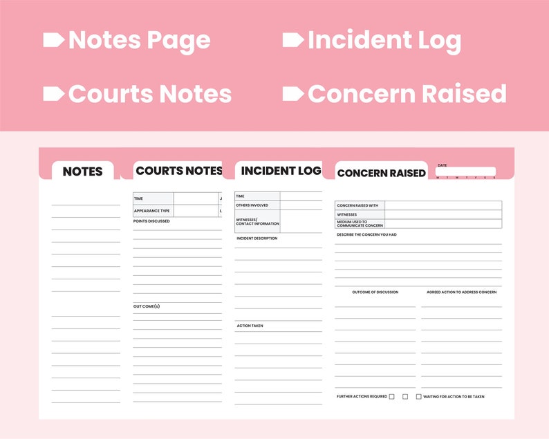 Printable Child Custody Planner: Visitation Binder, Divorce Journal ...