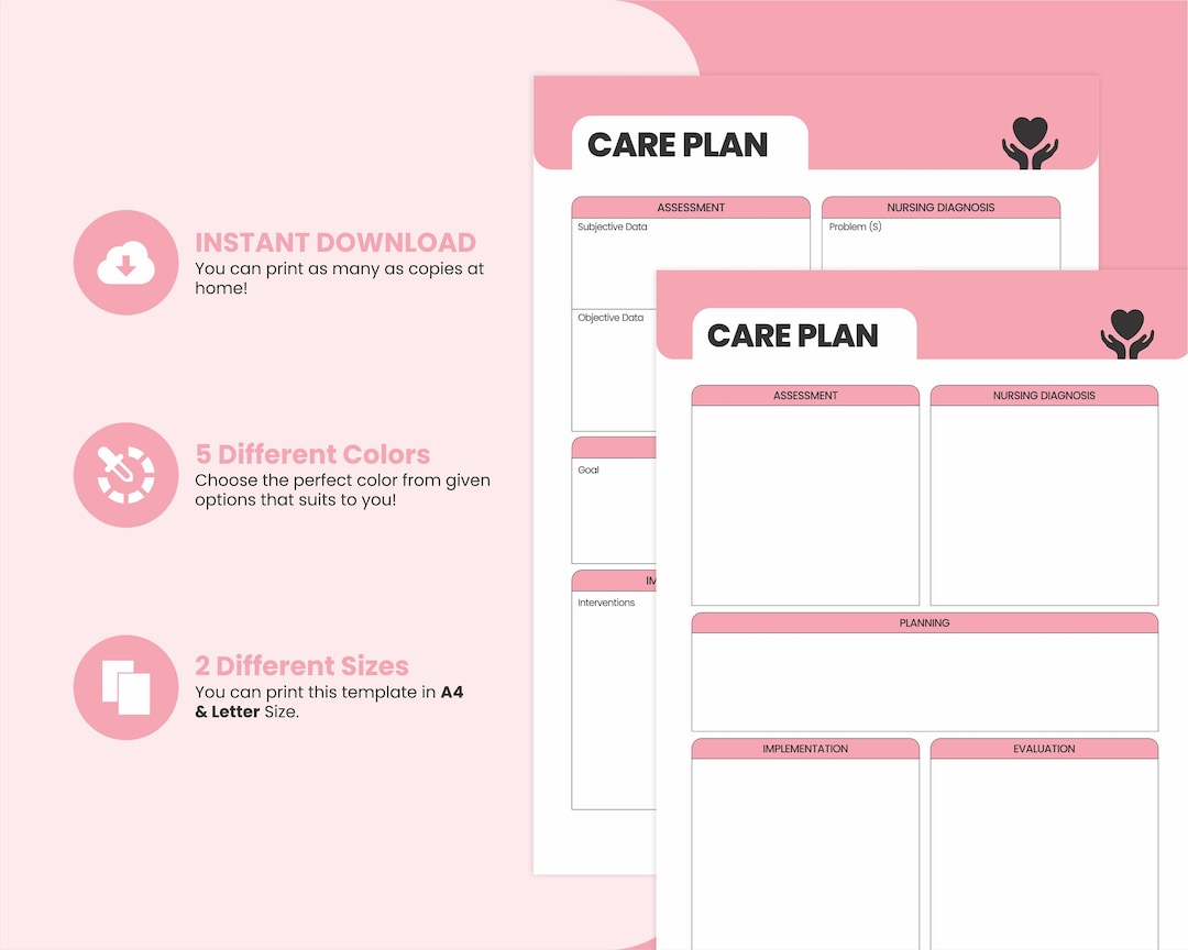 Printable Hospital Nursing Care Plan, Medical Health Tracker ...
