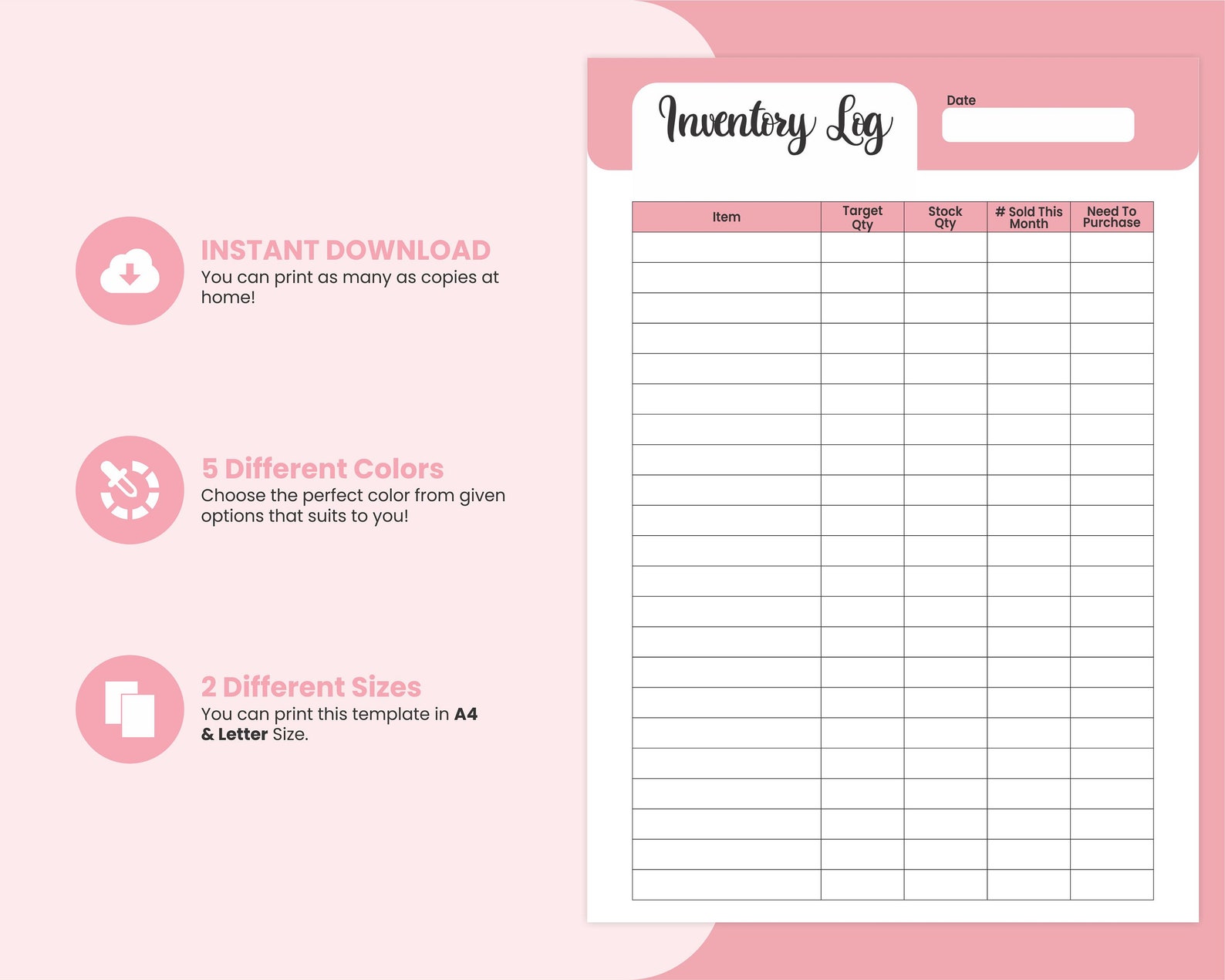 Printable Inventory Management Sheet, Product Inventory Tracker, Direct ...