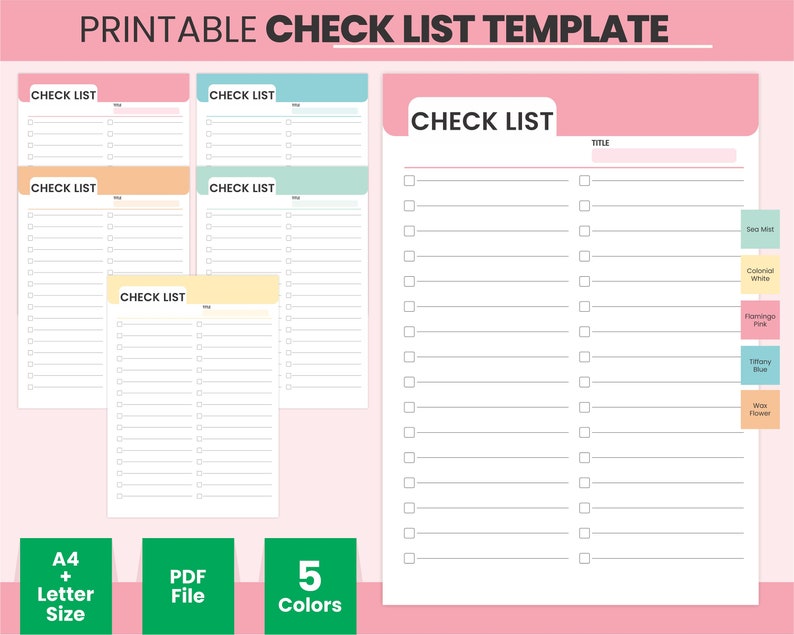 Printable Checklist Template, Planning Pages for Students, Simple List ...