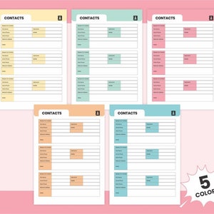 Printable Contact List Template Email Phone Numbers Diary PDF Address ...