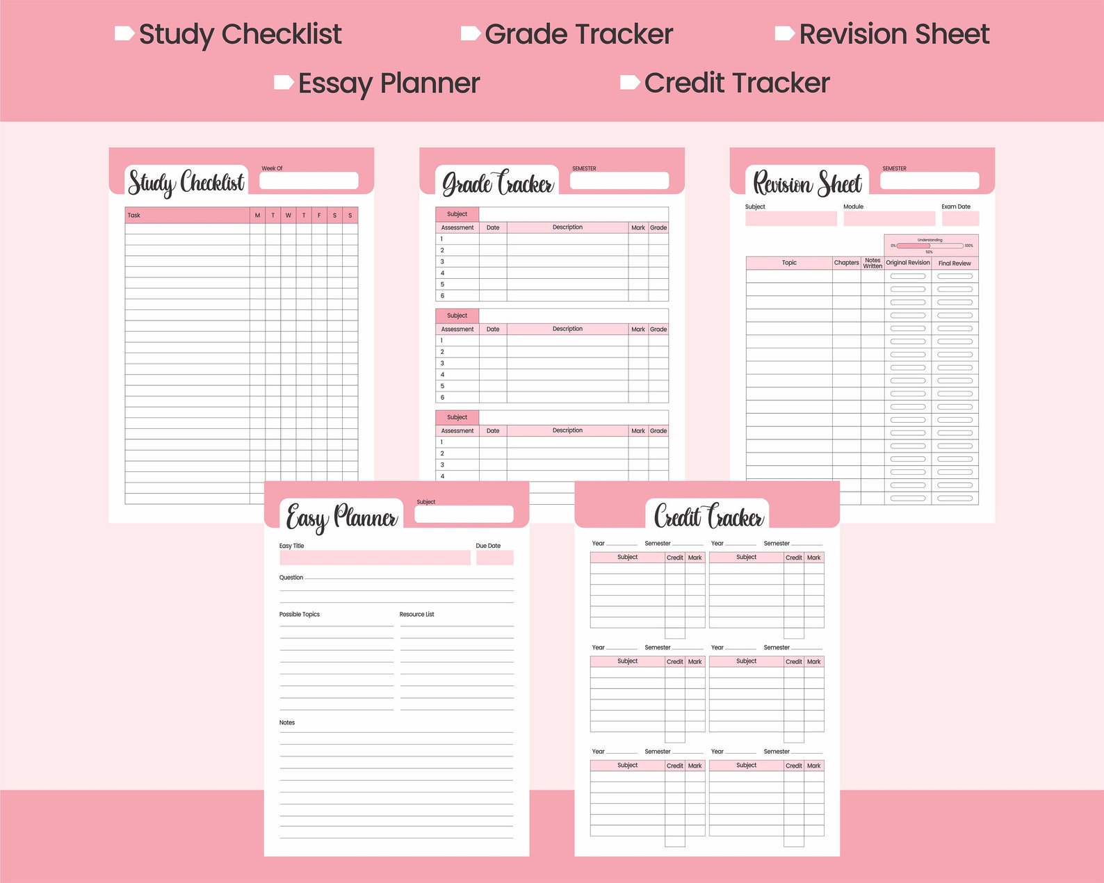 Printable Student Planner Pack: School & College Inserts (PDF) - Etsy