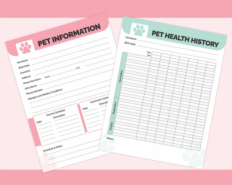 Printable Pet Sitter Notes, Pet Business Cat First Aid Checklist, Pet ...