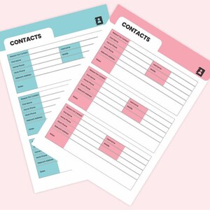 Printable Contact List Template Email Phone Numbers Diary PDF Address ...