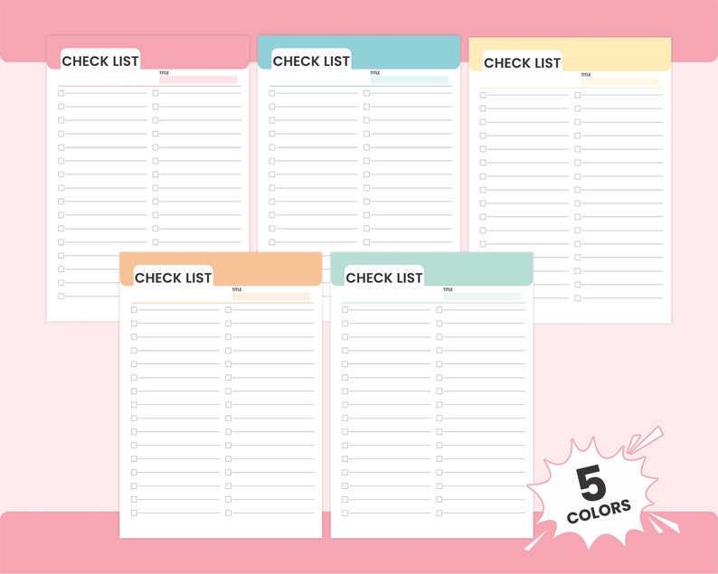 Printable Checklist Template, Planning Pages for Students, Simple List ...