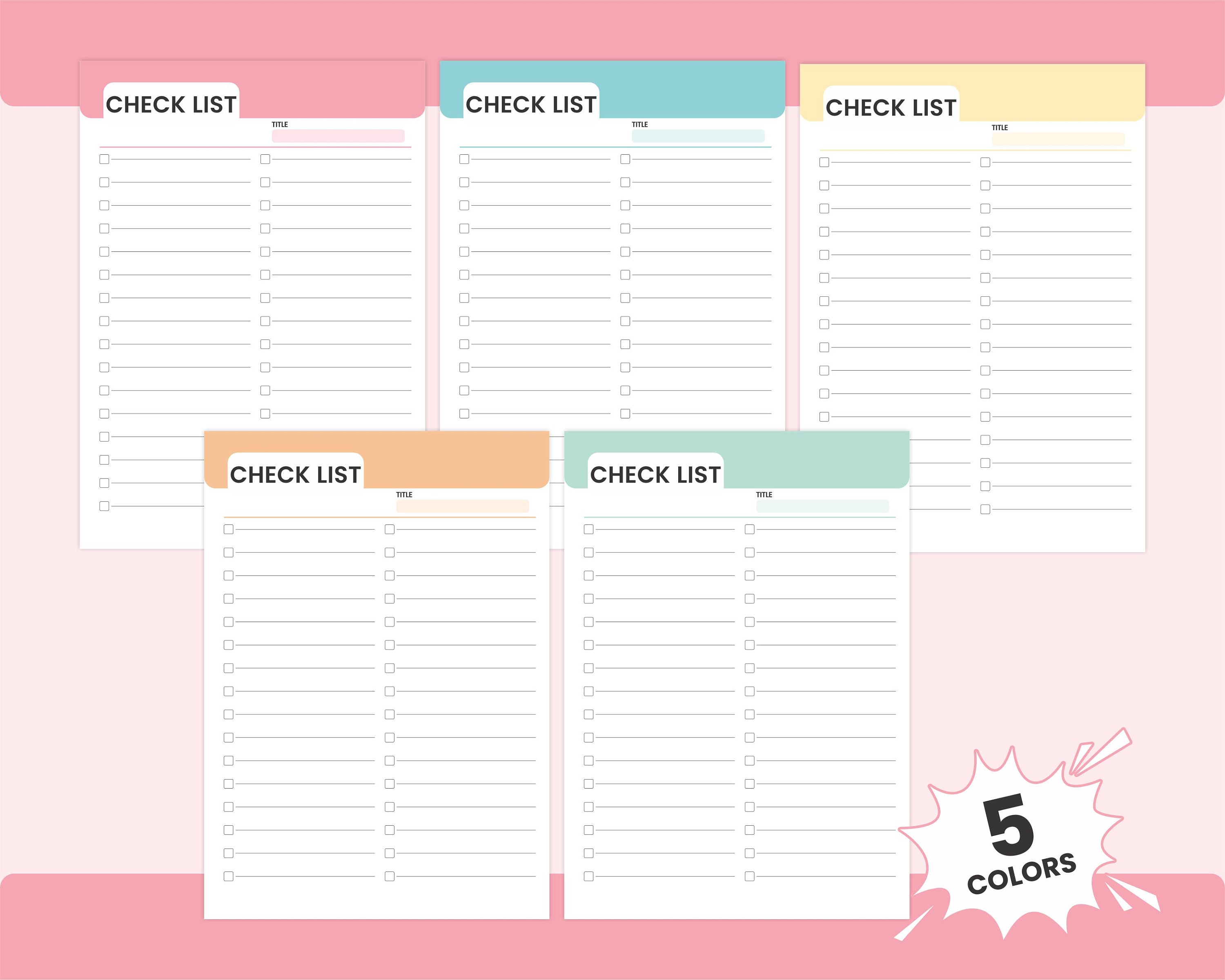 Printable Checklist Template, Planning Pages for Students, Simple List ...