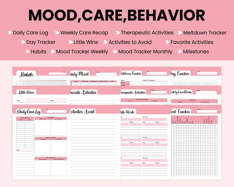 Printable Autism Planner Autistic Child Planner Autism Care Binder ...