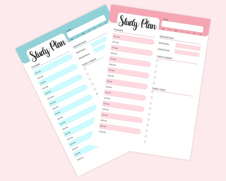Printable Study Planner, Print at Home Study Plan, Student Planning ...
