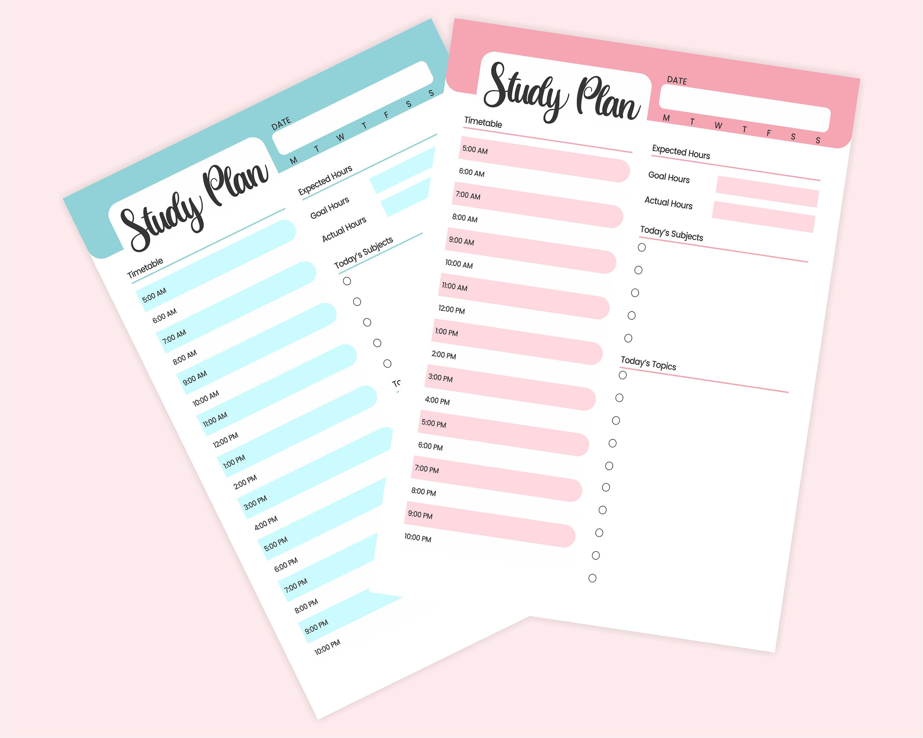 Printable Study Planner, Print at Home Study Plan, Student Planning ...