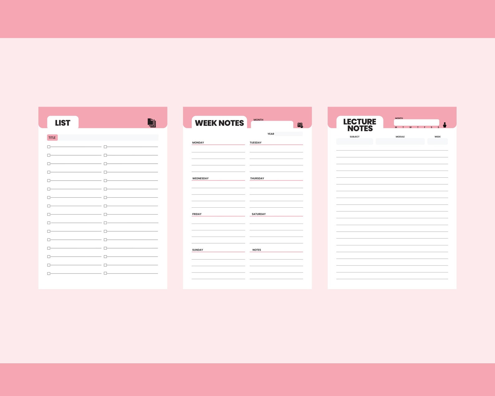 Note Taking Template Printable PDF | Student Notes Planner | Lecture ...