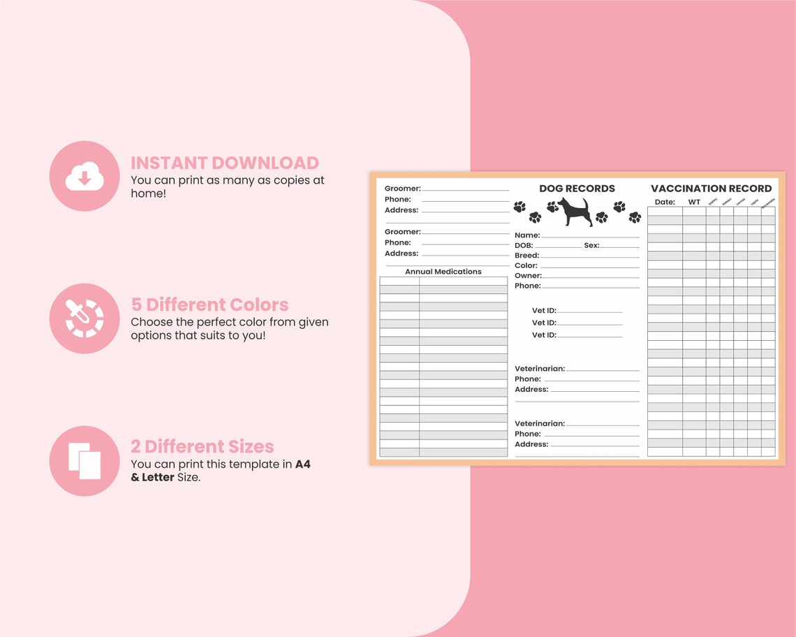 Printable Daily Dog Records Book PDF | Pet Sitter Journal, Pet Care ...