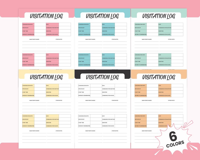 Printable Visitation Log Book, Digital Visitor Record Tracker, Guest ...