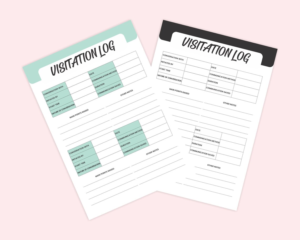 Printable Visitation Log Book, Digital Visitor Record Tracker, Guest ...