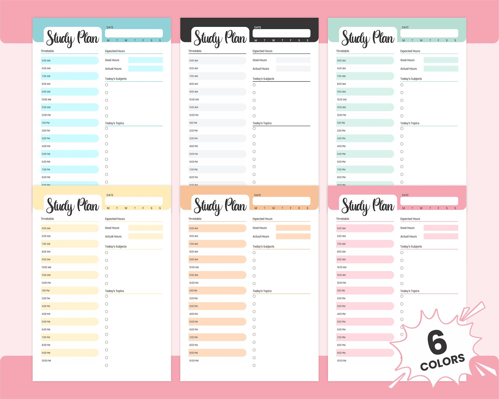 Printable Study Planner, Print at Home Study Plan, Student Planning ...