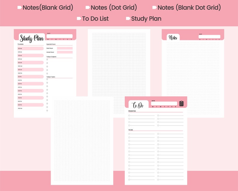 Printable Student Planner Pack, School and College Inserts, Study ...