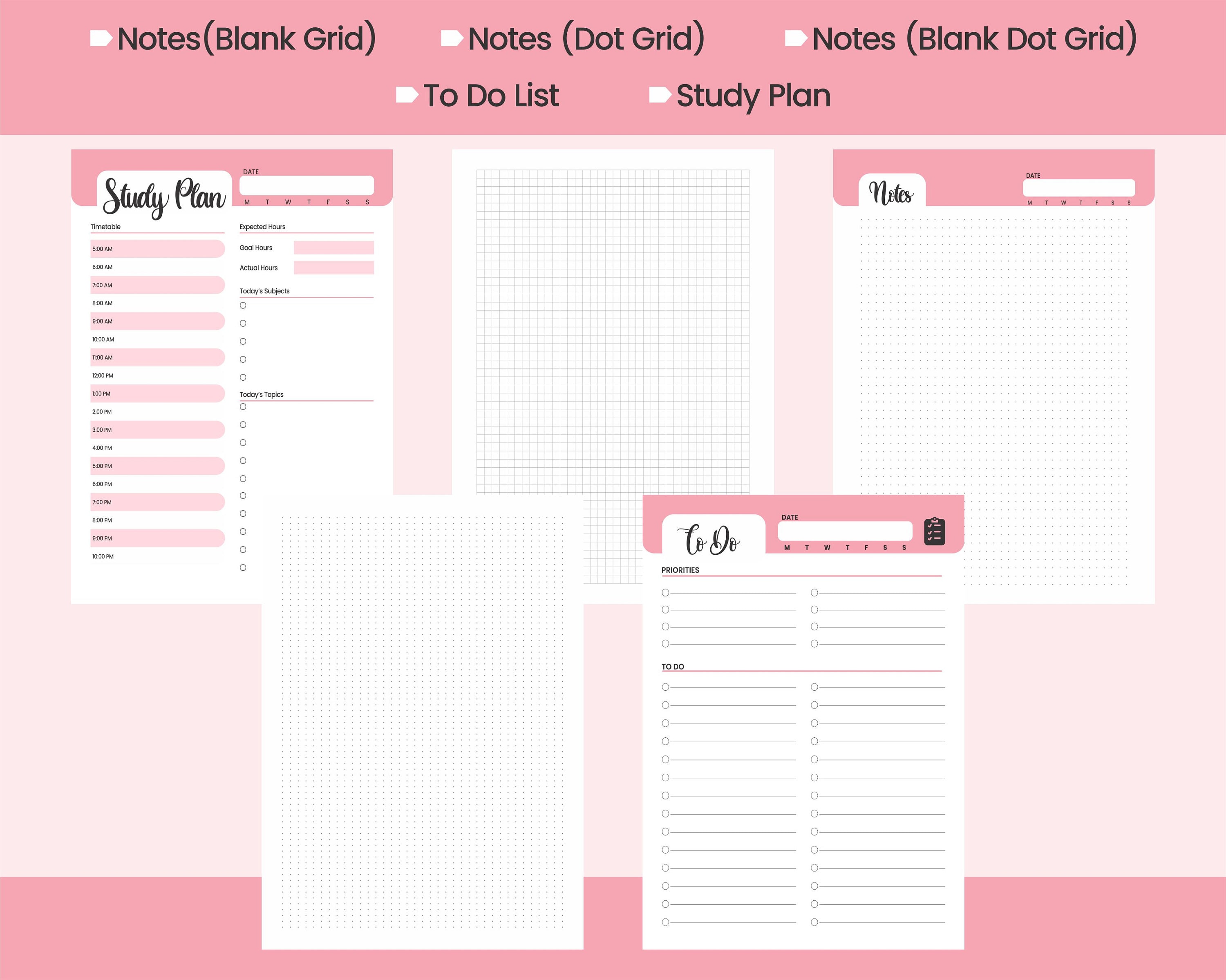 Printable Student Planner Pack: School & College Inserts (PDF) - Etsy