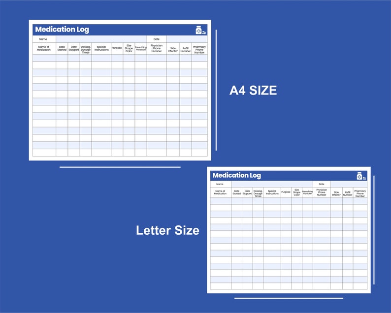Medication Log Printable PDF | Daily Pill Tracker, Dosage Chart ...