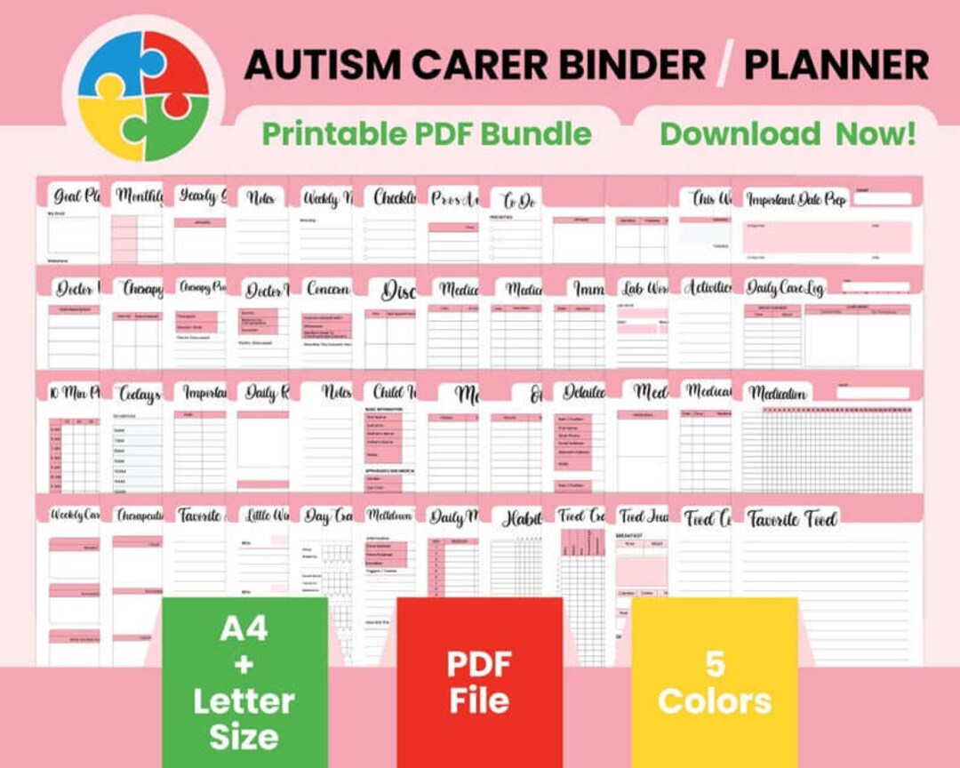 Printable Autism Planner Autistic Child Planner Autism Care Binder ...