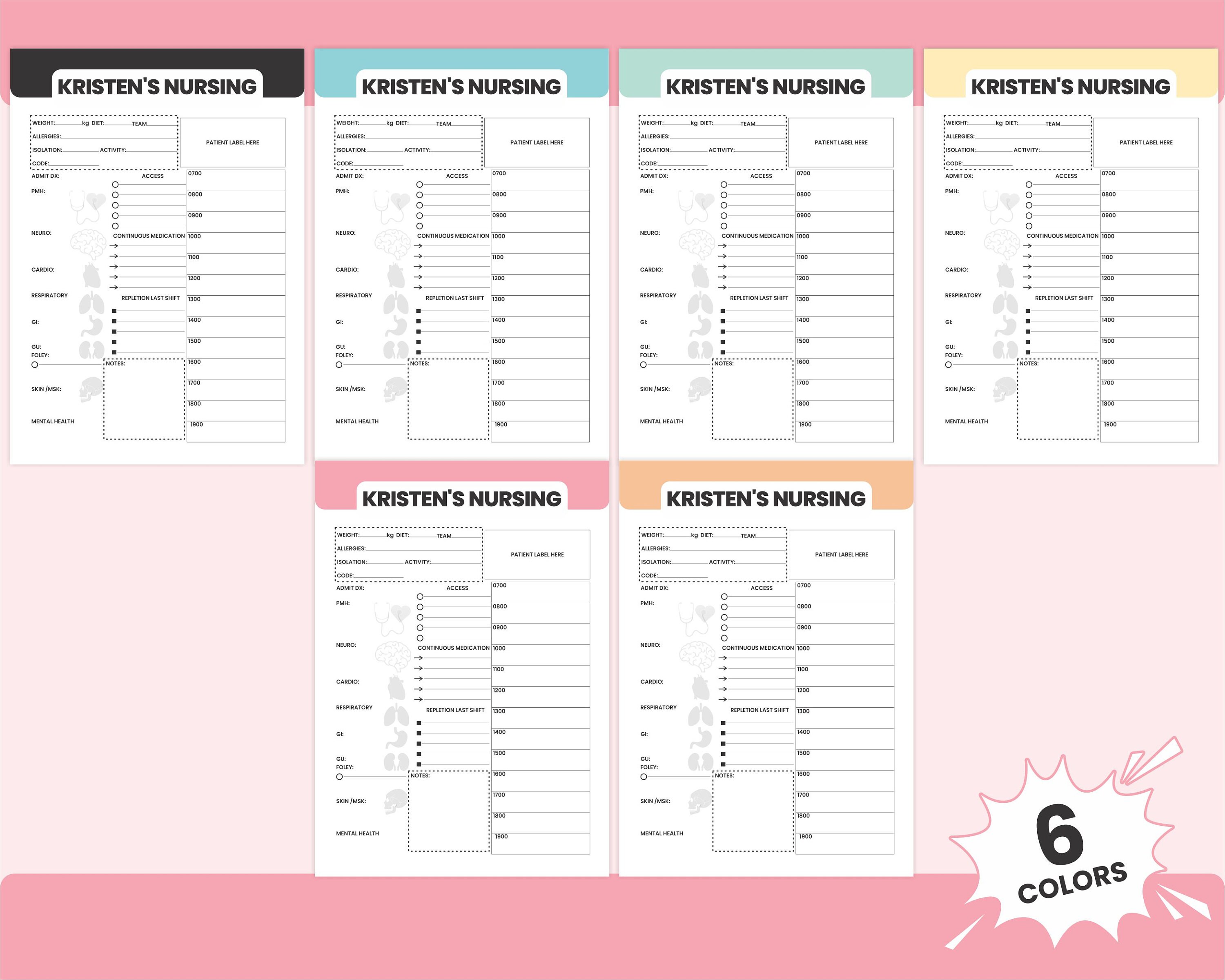 Printable Nursing Report Pharmacology Sheet Medical Record Digital ...