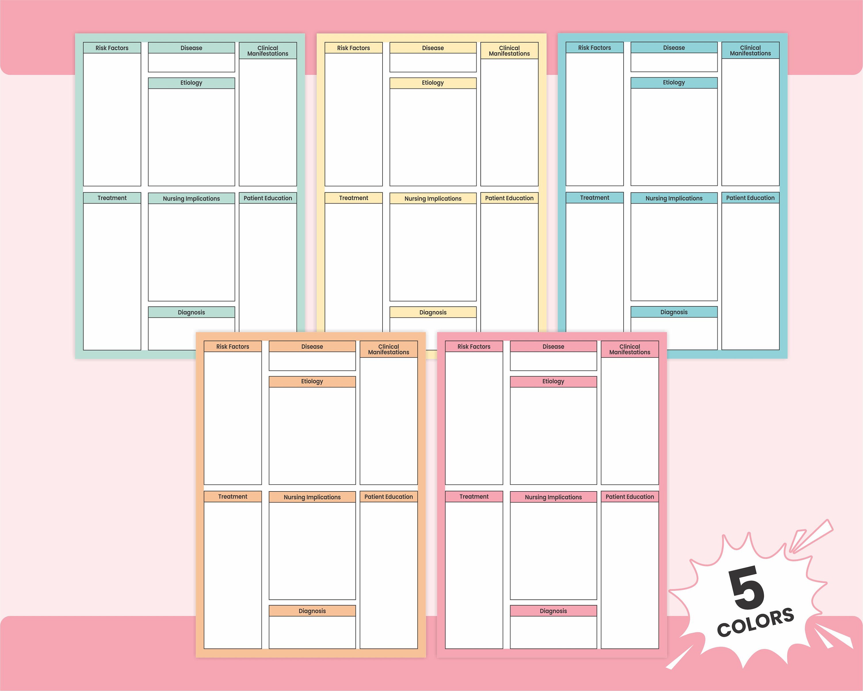 Printable RN Nursing Note Taking Sheets, Digital Planner for Nursing ...