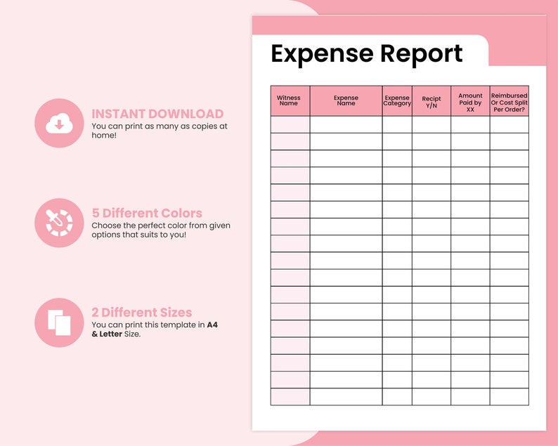 Printable Child Custody Expense Report, Co-parenting Journal (PDF) - Etsy