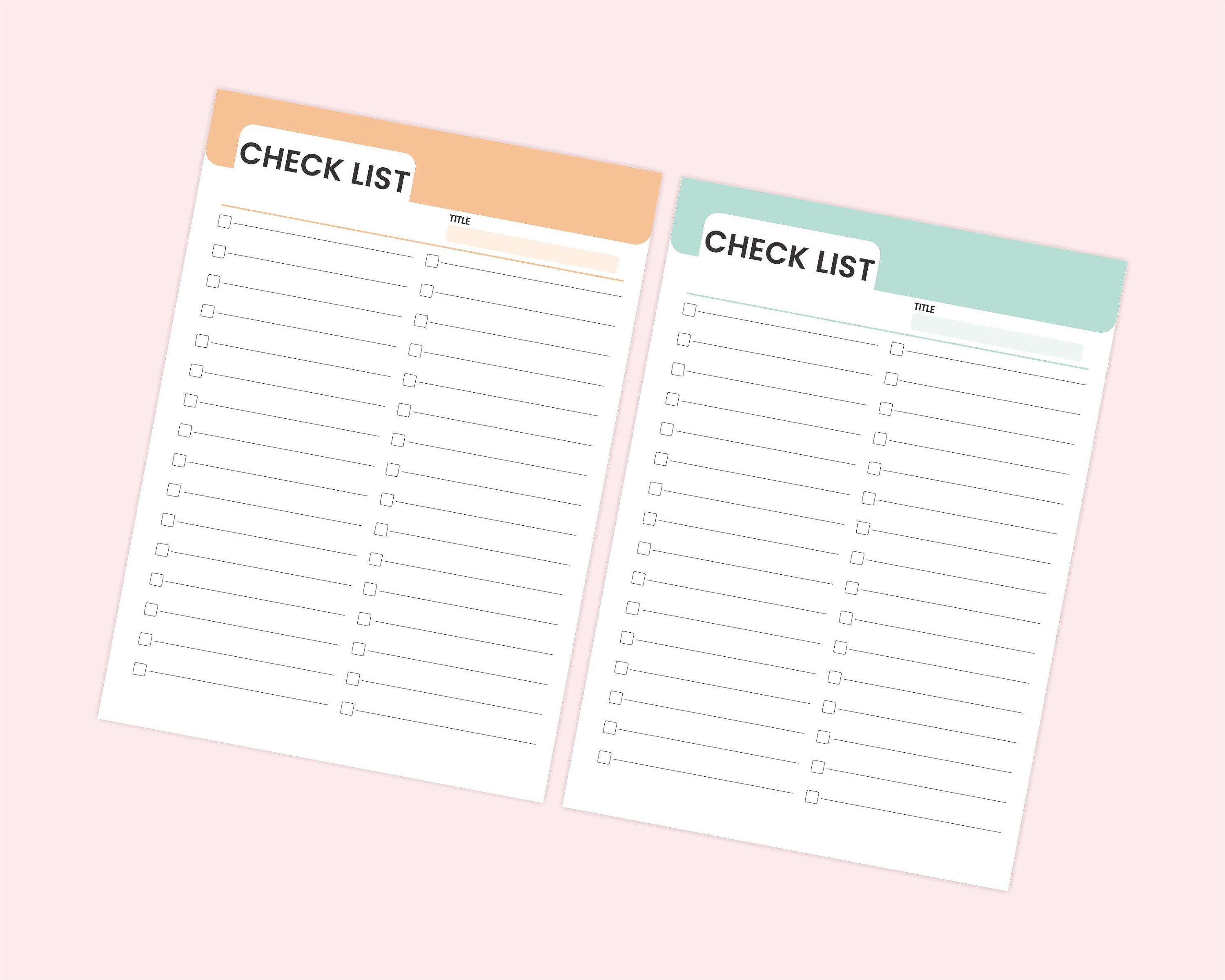 Printable Checklist Template, Planning Pages for Students, Simple List ...