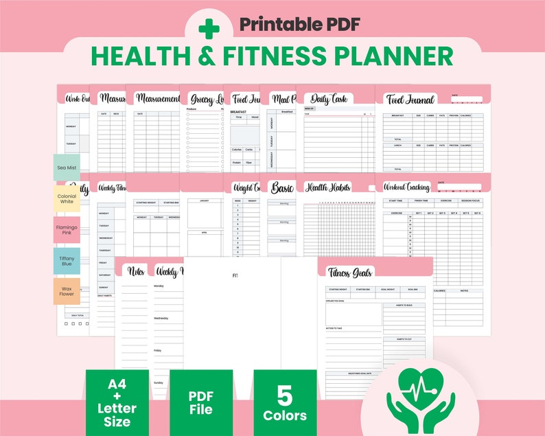 Printable Daily Fitness Tracker, Goal Setting Workbook, Exercise ...