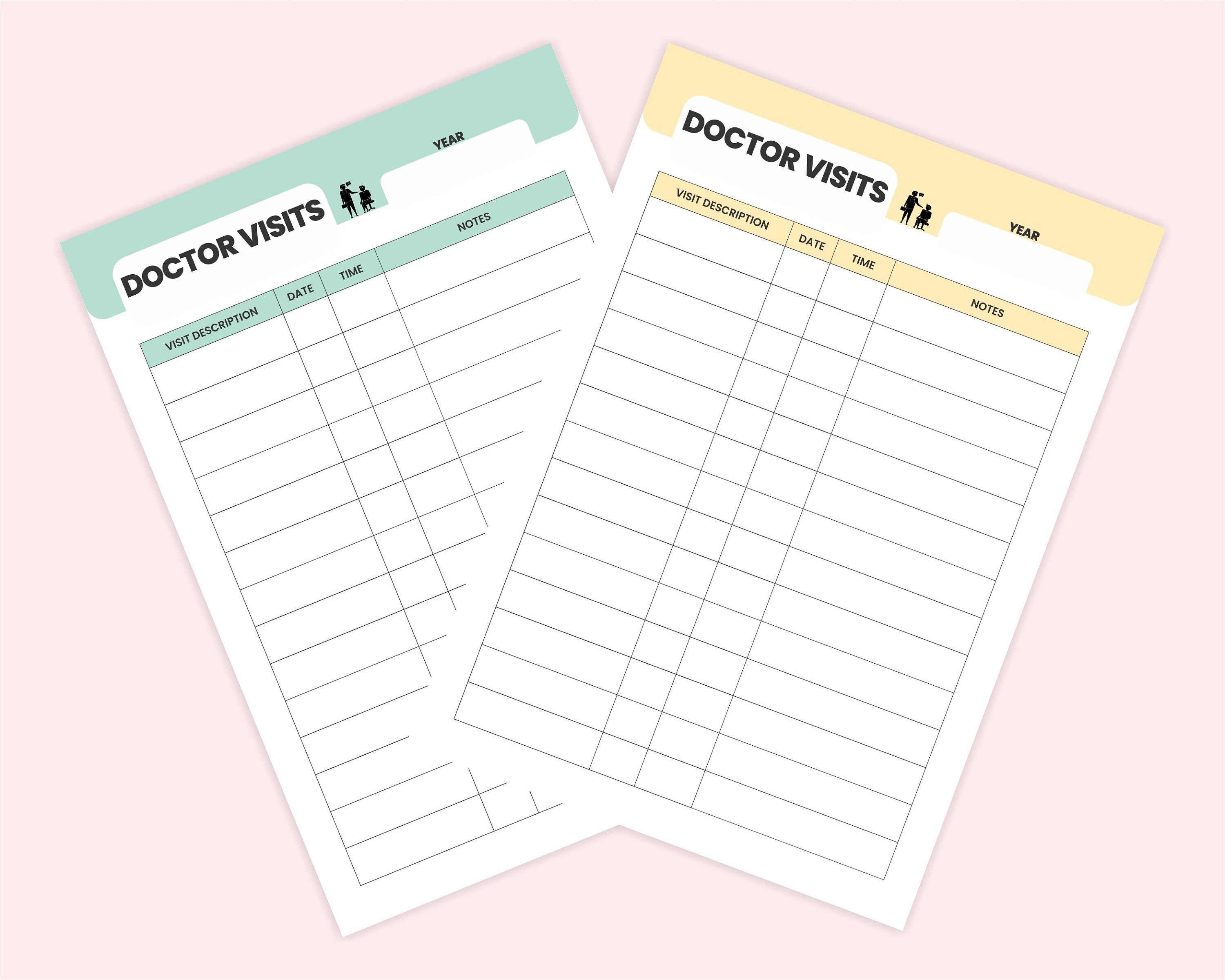 Doctor Visits Planner Printable, Medical Specialist Visit, Health ...