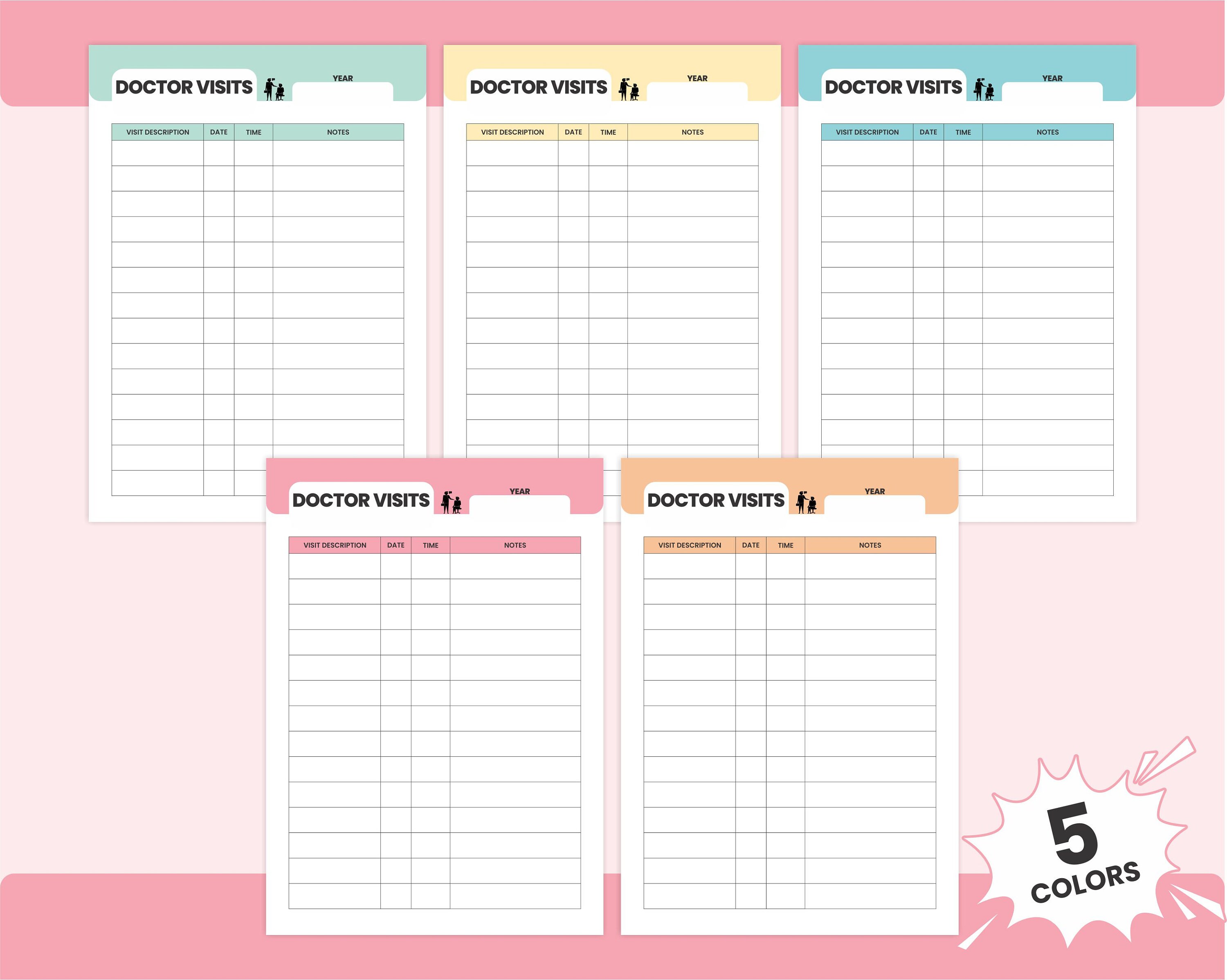 Doctor Visits Planner Printable, Medical Specialist Visit, Health ...