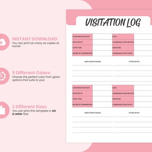 Printable Visitation Log Book, Digital Visitor Record Tracker, Guest ...