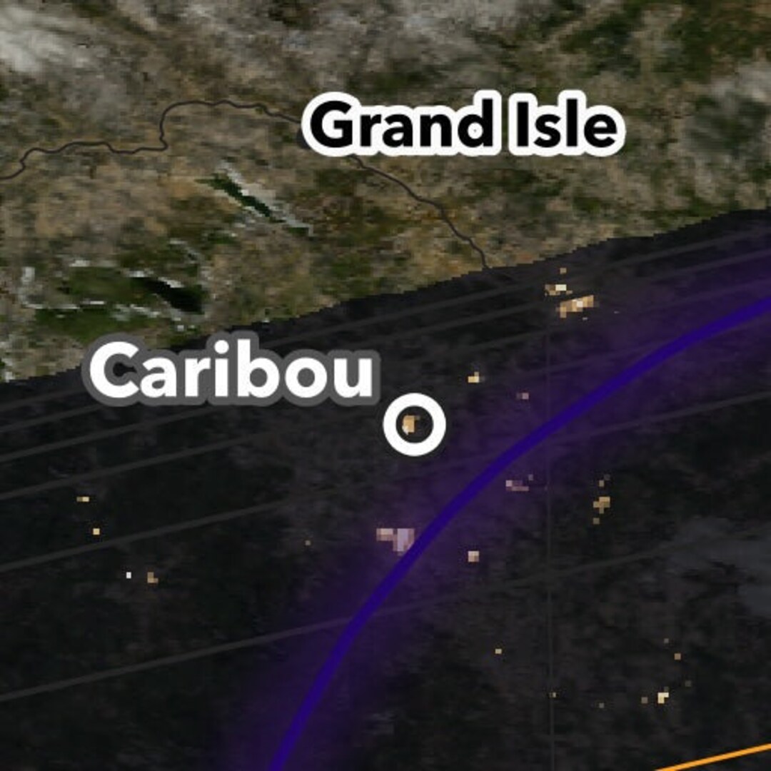 2024 Solar Eclipse Map — New Hampshire, Maine, Canadian Border Region ...