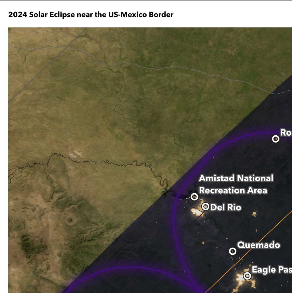2024 Solar Eclipse Map — Texas, US - Mexico Border Region - Etsy